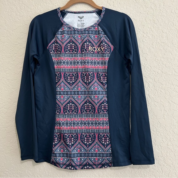 Roxy | Swim | Roxy Rash Guard Womens L Navy Blue Bohemian Medallion ...